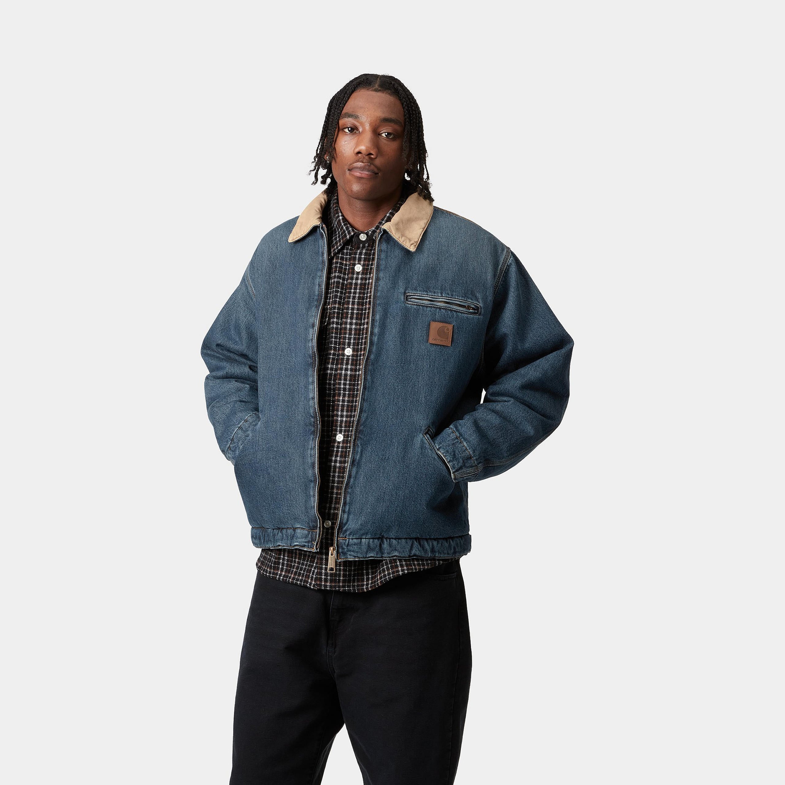 Carhartt WIP Mens OG Detroit Jacket - Blue / Dusty Hamilton Brown Worn